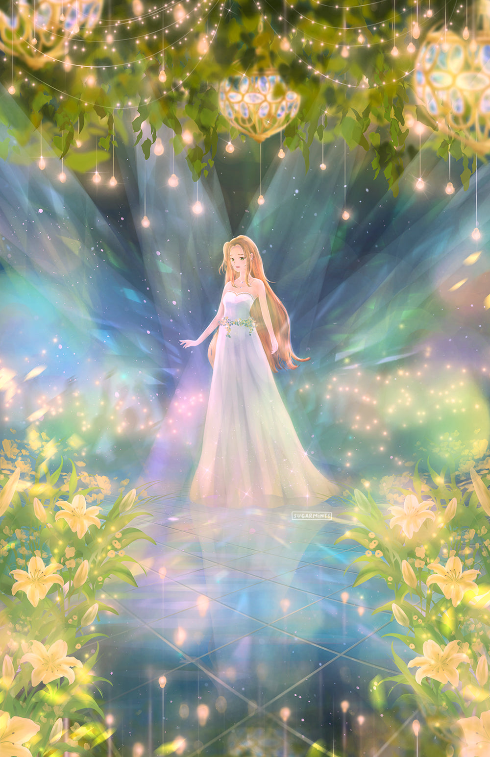 Postcard: Aerith (White Dress Ver) – Sugarmints Artstore